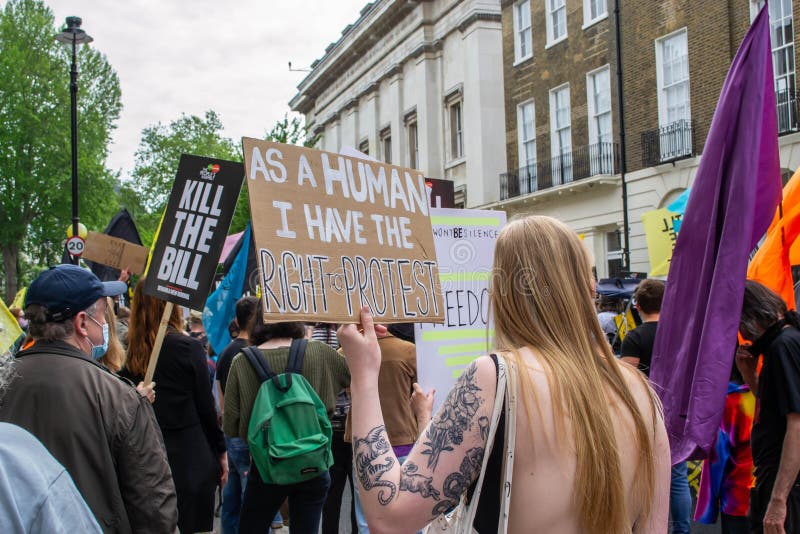 RUSSELL SQUARE, LONDON, ENGLAND- 29 May 2021: Protesters at a KILL the ...