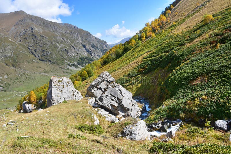 Russia, Arkhyz. September in the Valley of the River Kyafar-Agur Stock ...