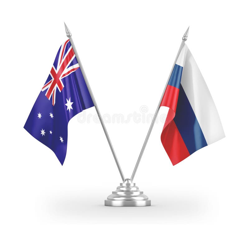 Russia Vs Australia. Thick Colored Silky Flags Of Russia And Australia ...