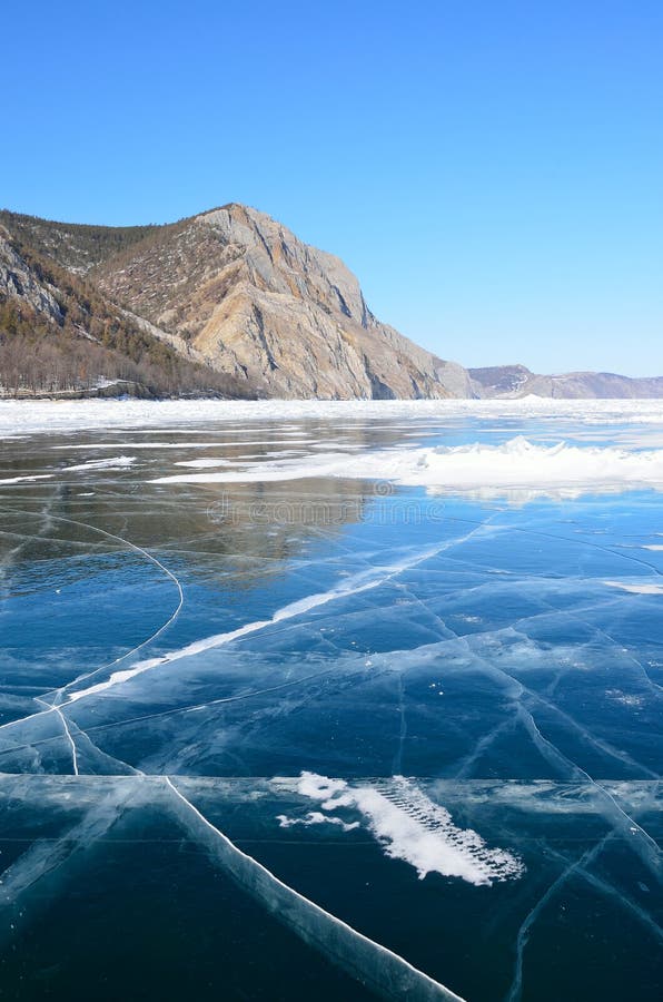 Russia, Baikal Ice in March Stock Photo - Image of steep, landscape ...