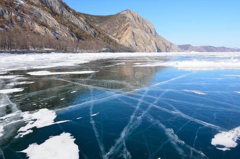 Russia, Baikal Ice in March Stock Photo - Image of calendar, rocks ...