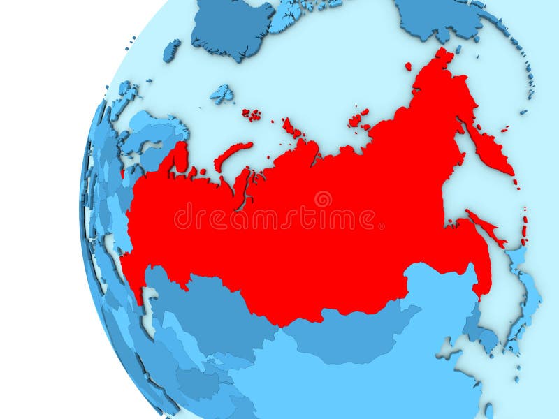 Russia on blue globe stock illustration. Illustration of blue - 86704686