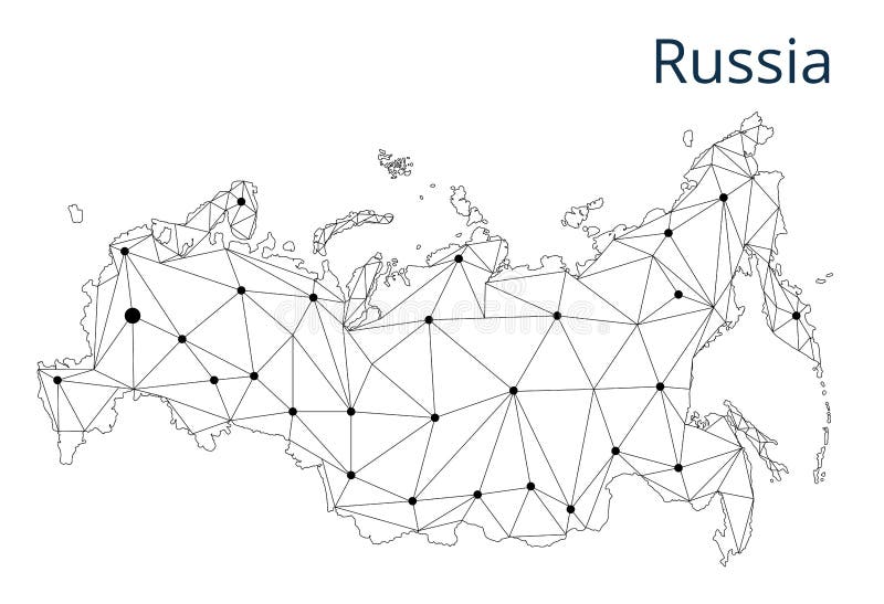 Russia Communication Network Map. Vector Low Poly Image of a Global Map ...