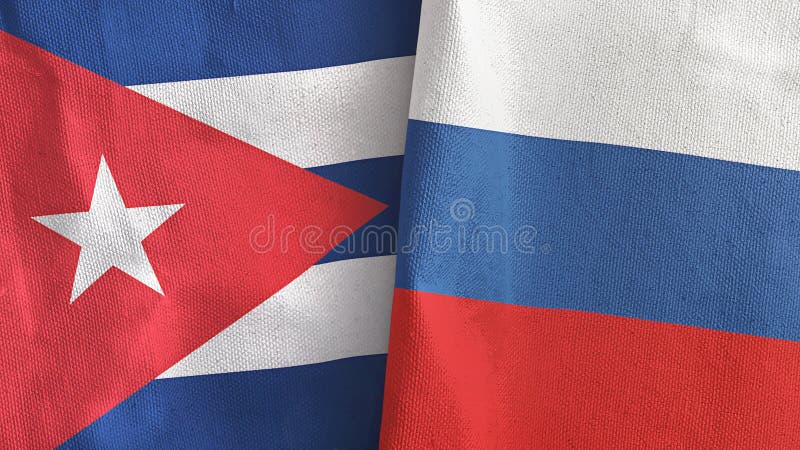 Russia and Cuba Two Flags Textile Cloth 3D Rendering Stock Illustration ...