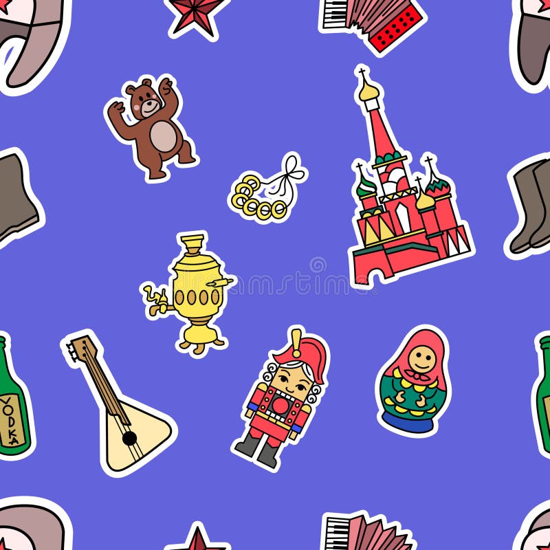 Russia Culture Doodle Graphic Seamless Pattern Stock Vector ...