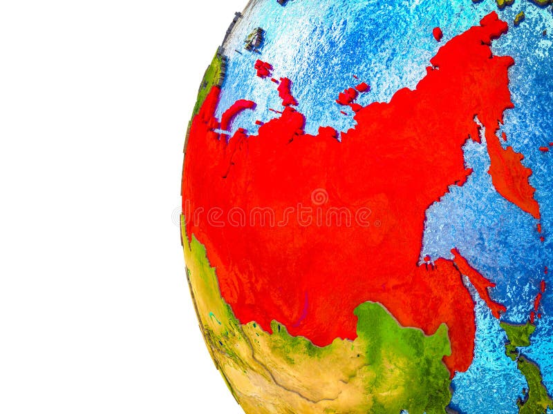 Russia on 3D Earth stock photo. Image of earth, render - 128799800