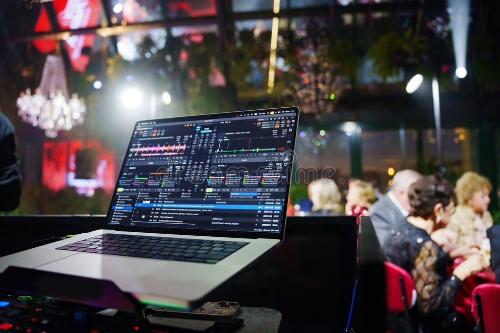 DJ Mixing Console on Stage at an Event Editorial Stock Image - Image of ...