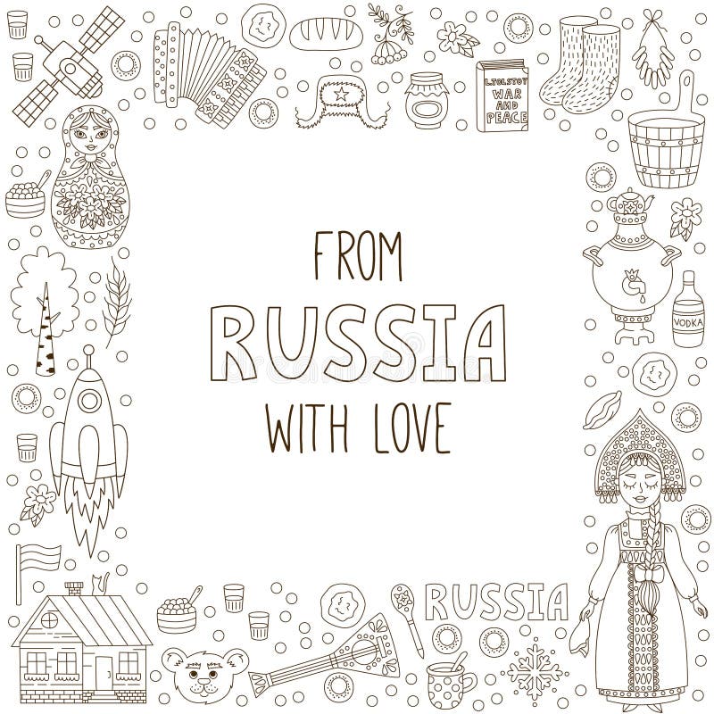 Russia Doodle Colorful Icons Round Vector Set Stock Vector ...