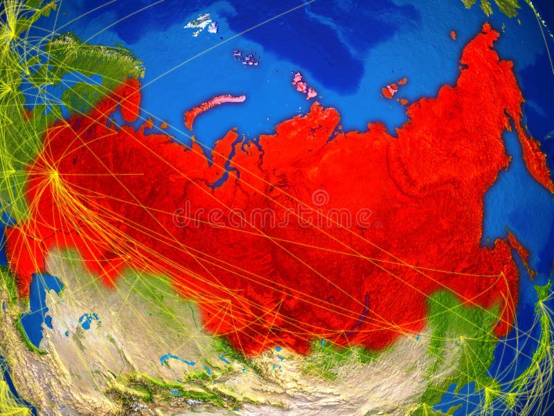 Russia on Earth with Network Stock Illustration - Illustration of ...