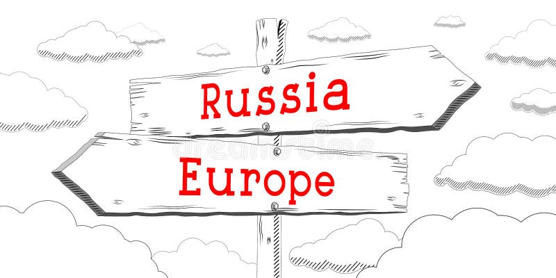 Russia and Europe - Outline Signpost with Two Arrows Stock Illustration ... Russia and Europe - Outline Signpost with Two Arrows Stock Illustration ...