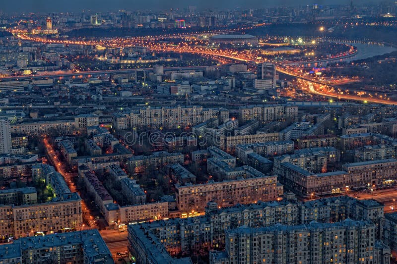 Russia. Evening Panorama of the City of Moscow, View from Above ...