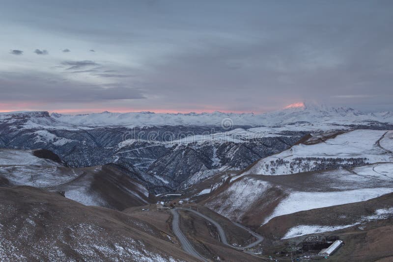 Russia. the First Snow in Late Autumn in the Caucasus Mountains Stock ...