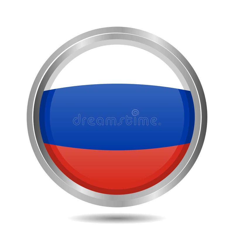 Russia Flag Button Isolated on White, 3D Illustration of Russia Flag ...