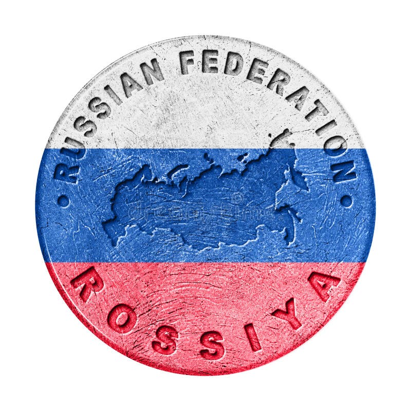 Russia Flag Button with Map Stock Illustration - Illustration of ...