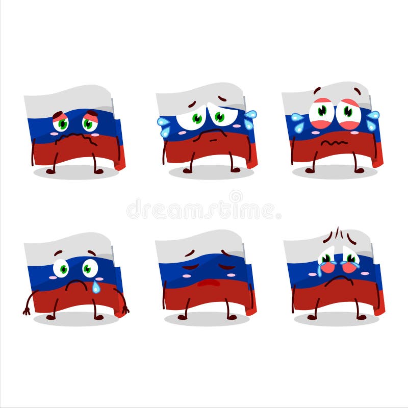Russia Flag Cartoon Character with Sad Expression Stock Vector ...