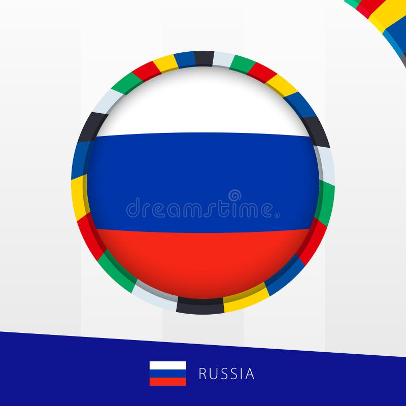 Russia Flag with Colorful Circle Border Stock Vector - Illustration of ...