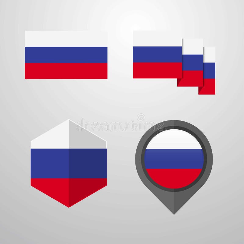 Russia Flag Design Set Vector Stock Vector - Illustration of style ...