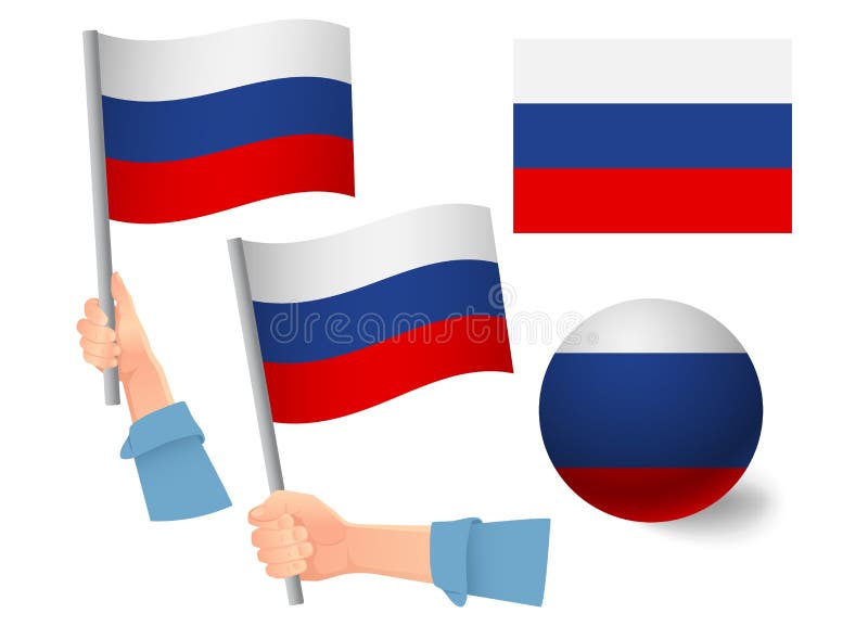 Russia flag in hand icon stock illustration. Illustration of freedom ...