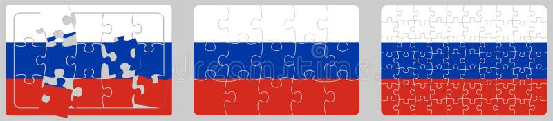 Russia Flag Made Out of Puzzle Pieces, Different Versions Stock Vector ...