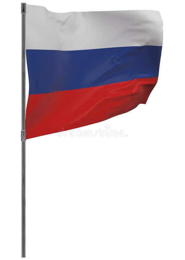 Russia Flag on Pole Isolated Stock Illustration - Illustration of wind ...