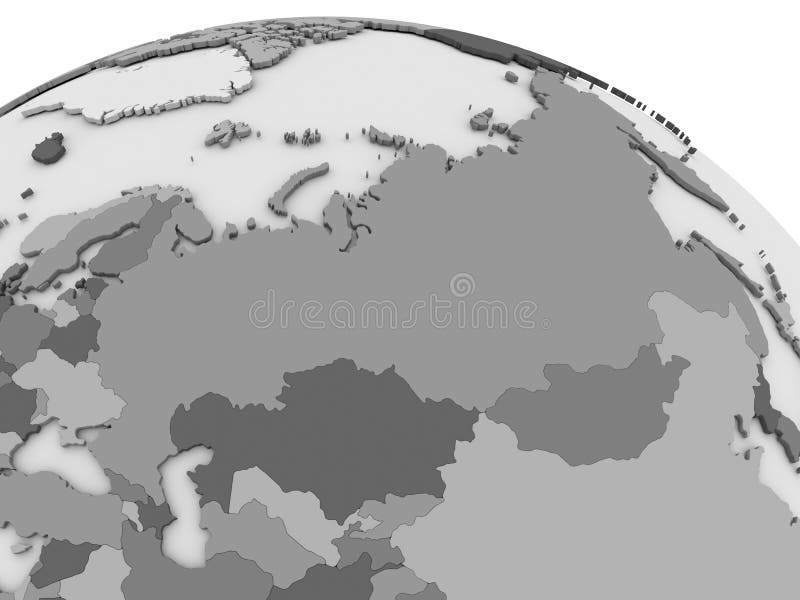 Russia on grey 3D map stock illustration. Illustration of global - 73282029