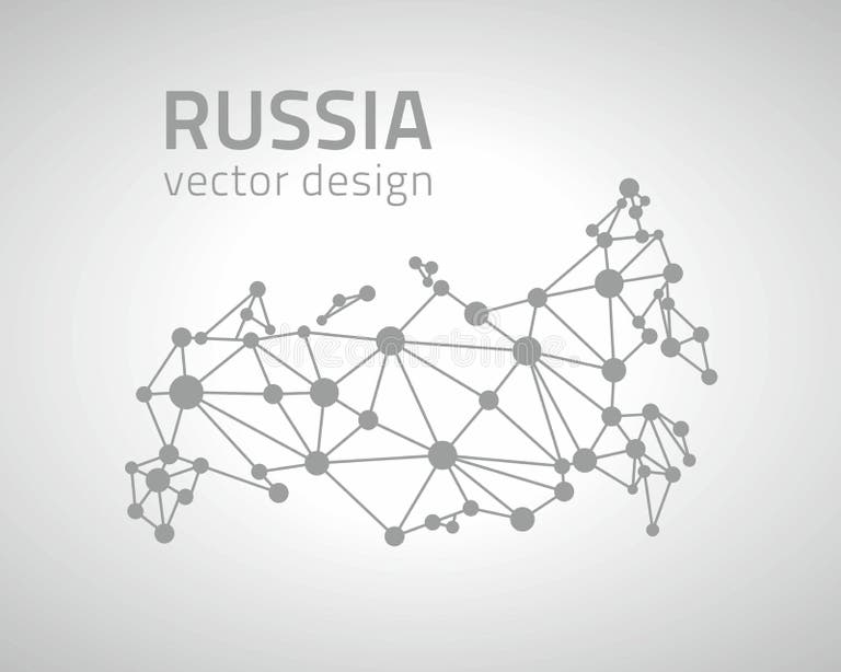 Russia Grey Dot Outline Vector Triangle Map Stock Vector - Illustration ...