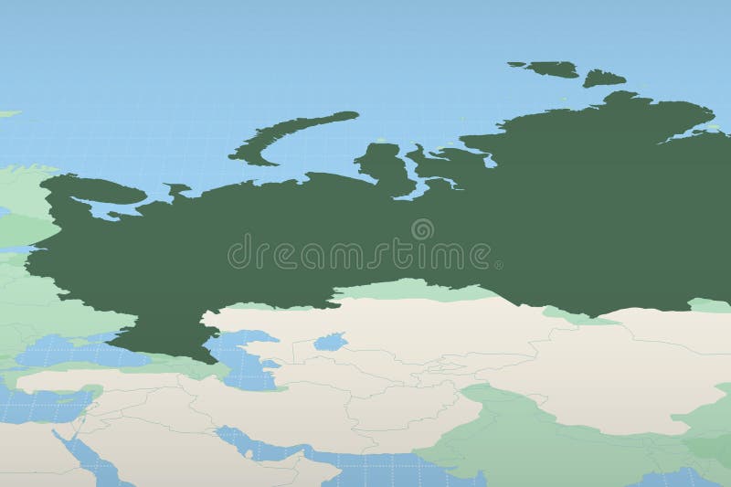 Russia Highlighted on a Detailed Map, Geographic Location of Russia ...