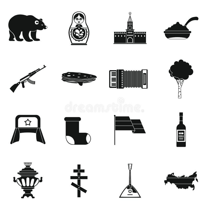 Russia Icons Set, Simple Style Stock Vector - Illustration of kremlin ...
