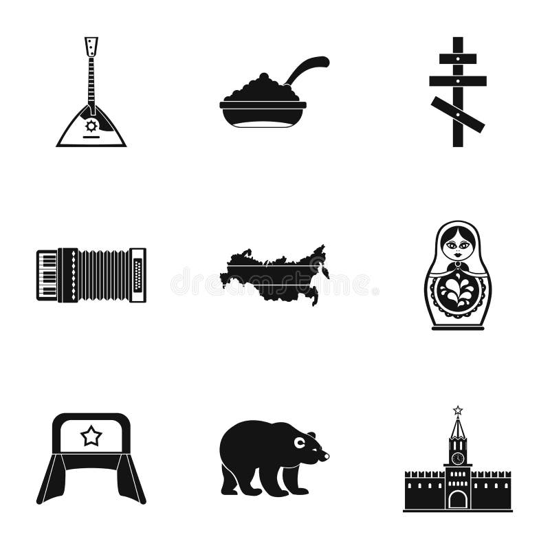 Russia Icons Set, Simple Style Stock Vector - Illustration of historic ...