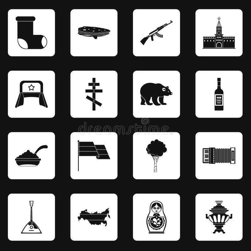 Russia Icons Set Squares Vector Stock Vector - Illustration of ...
