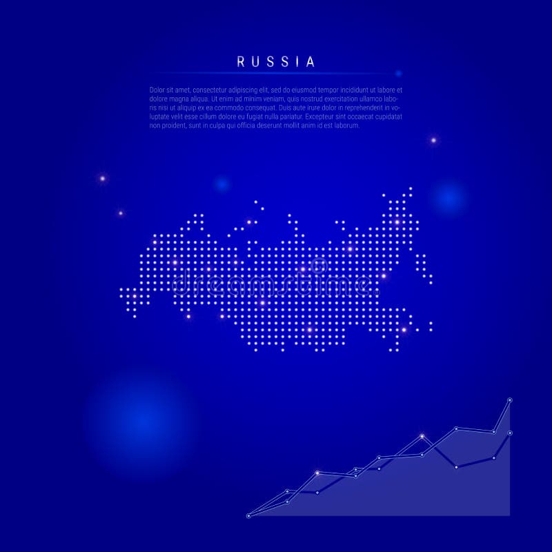 Russia Illuminated Map with Glowing Dots. Dark Blue Space Background ...