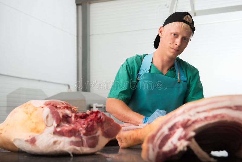 Russia - July, 2016: : Man Processing Pork Editorial Stock Photo ...