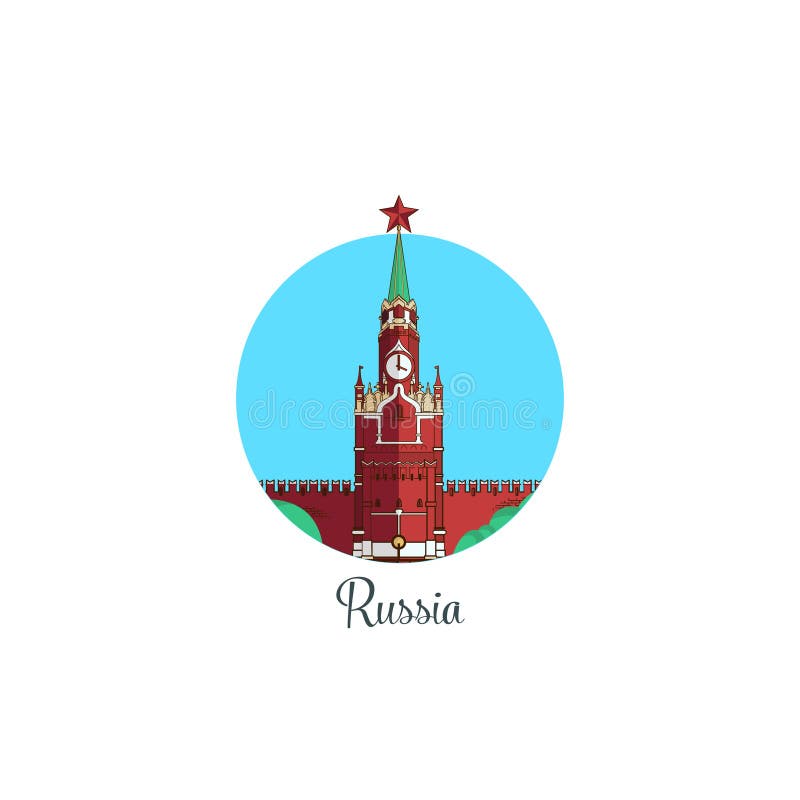 Russia Landmark Round Icon. Stock Vector - Illustration of journey ...