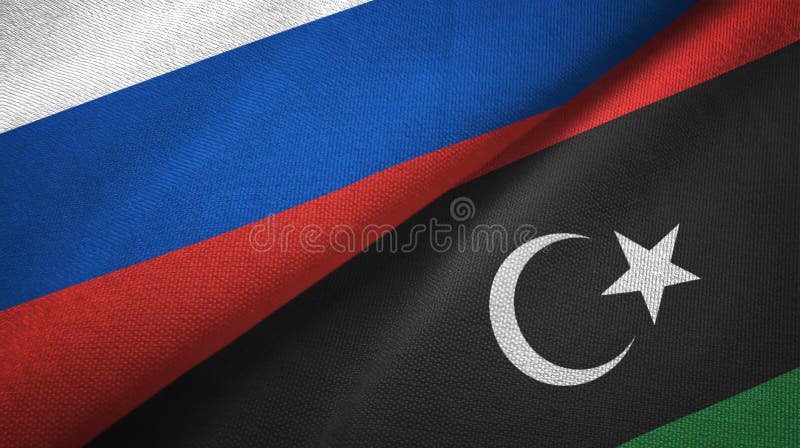 Russia and Libya Two Flags Textile Cloth, Fabric Texture Stock ...