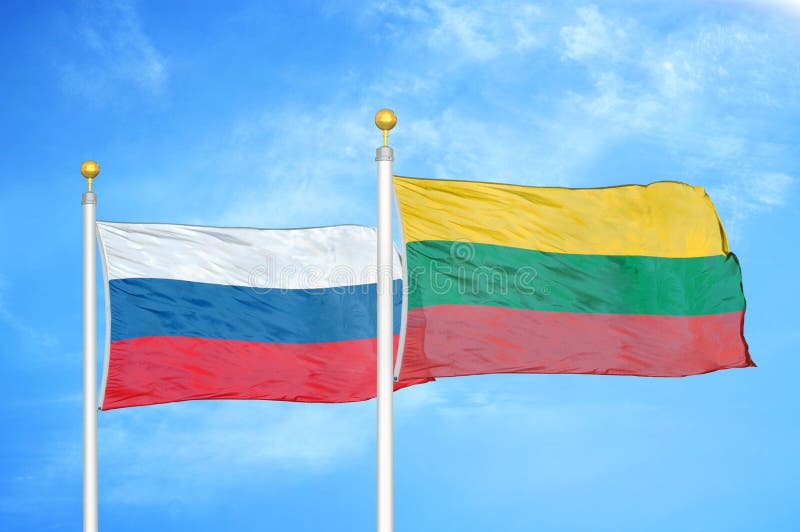 Russia Vs Lithuania National Flag from Textile. Relationship and ...
