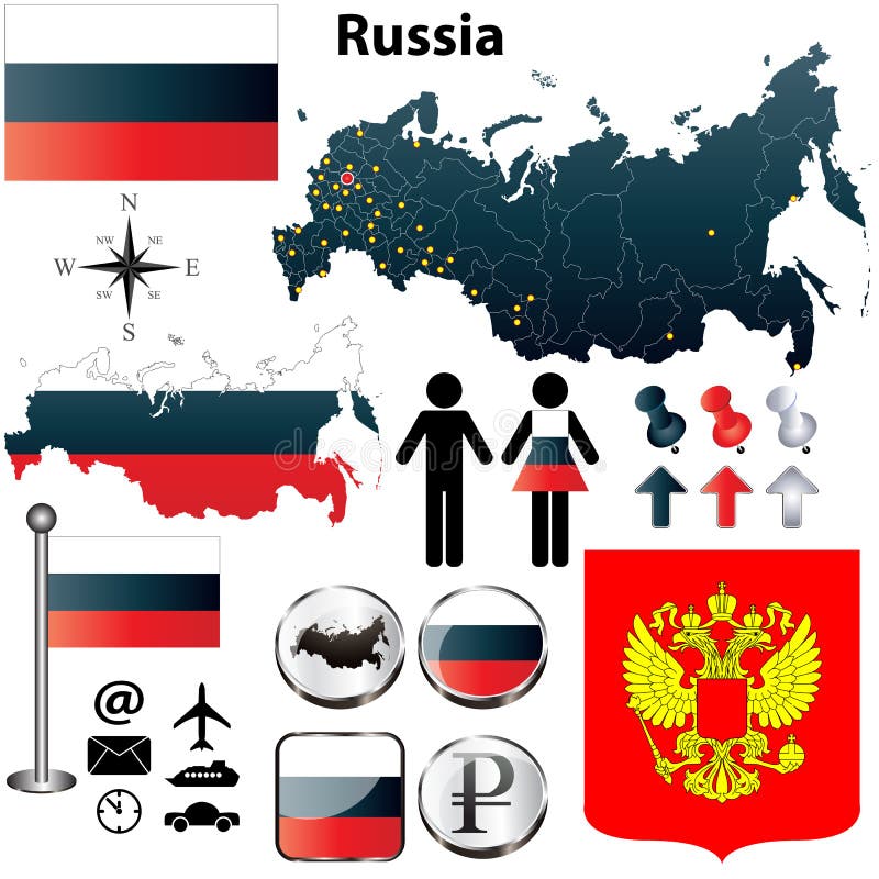 Russia map stock vector. Illustration of icon, cartography - 29466582