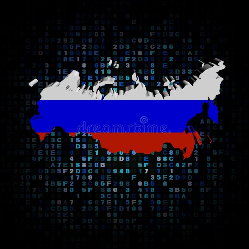 Russia Map Flag on Hex Code Illustration Stock Illustration ...
