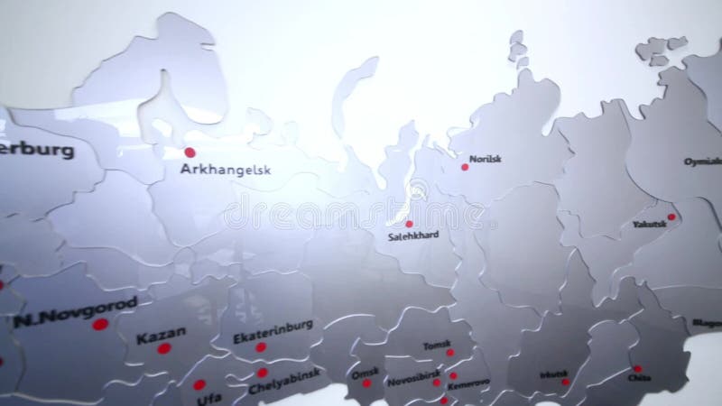 Russia Map Made of Reflective Material on the Wall Stock Footage ...