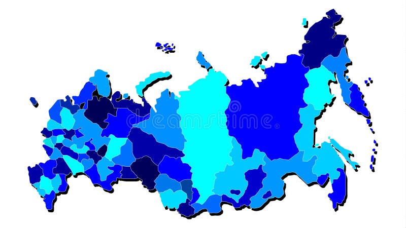 Russia Map Outline in Shades of Blue Stock Illustration - Illustration ...