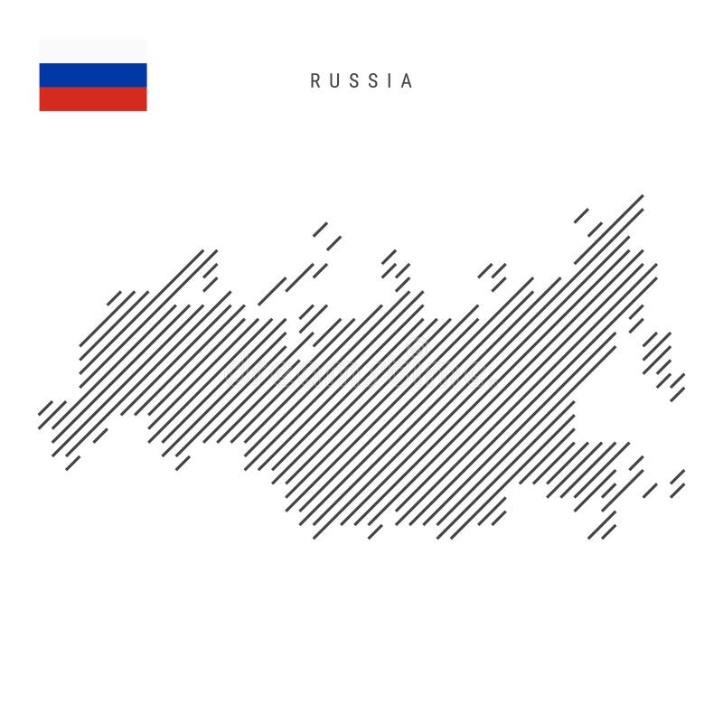Russia Map from Pattern of Black Slanted Parallel Lines. Flat Vector ...