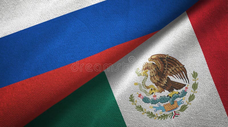 Russia And Mexico - Two Flag Together - Fabric Texture Stock ...