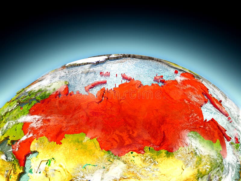 Russia on model of Earth stock illustration. Illustration of render ...