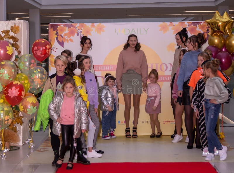 Russia, Moscow - 2023. Child Models Present Clothes by Different ...