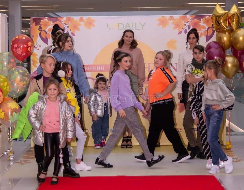 Russia, Moscow - 2023. Child Models Present Clothes by Different ...