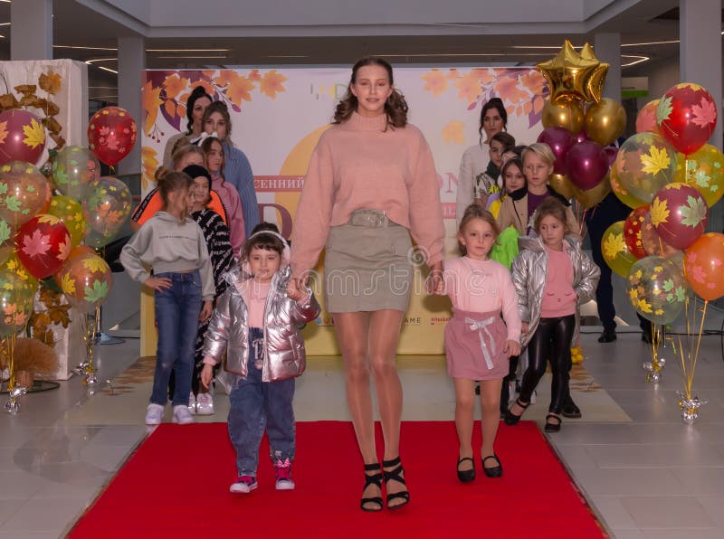 Russia, Moscow - 2023. Child Models Present Clothes by Different ...