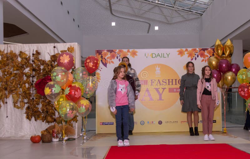 Russia, Moscow - 2023. Child Models Present Clothes by Different ...