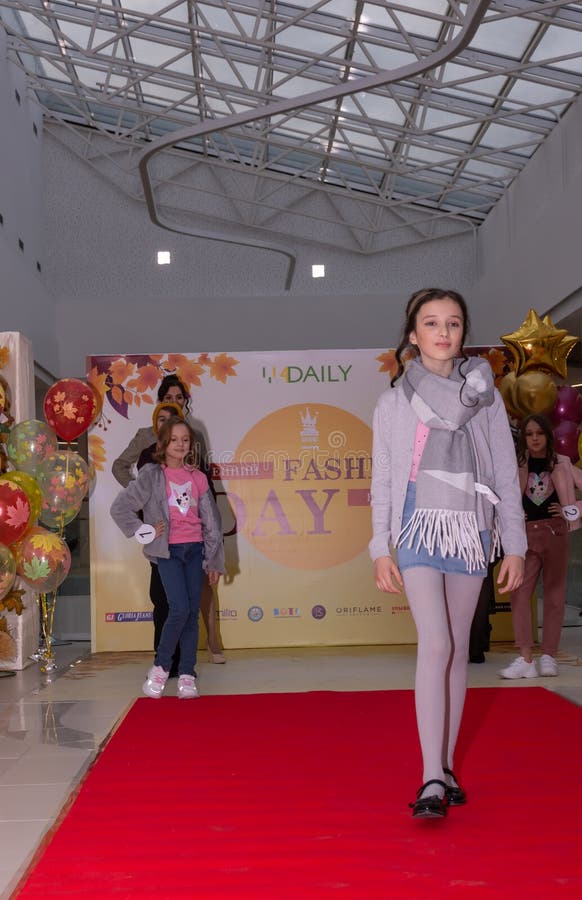 Russia, Moscow - 2023. Child Models Present Clothes by Different ...