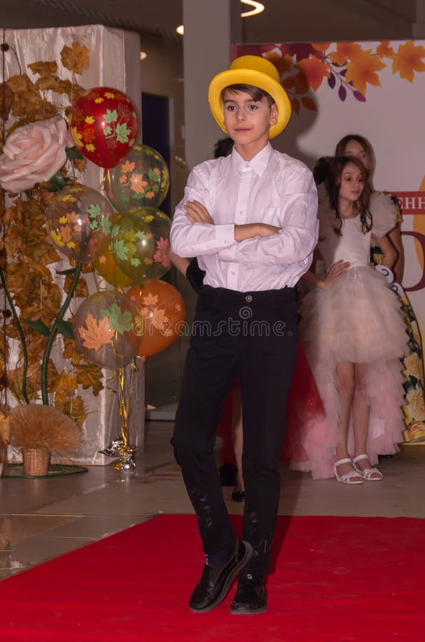 Russia, Moscow - 2023. Child Models Present Clothes by Different ...