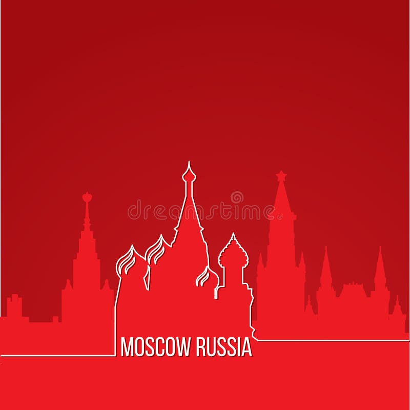 Russia Moscow Concept for Web Banner. One Line Composition with ...