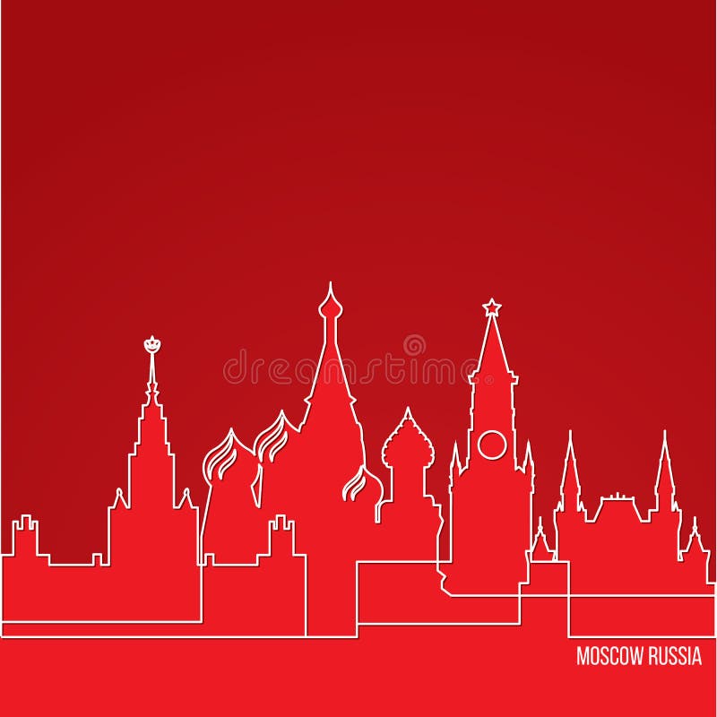 Russia Moscow Concept for Web Banner. One Line Composition with ...